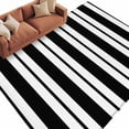 Black Striped Area Rug 8x10 Washable Rug Non Slip Blue Geometric Line ...