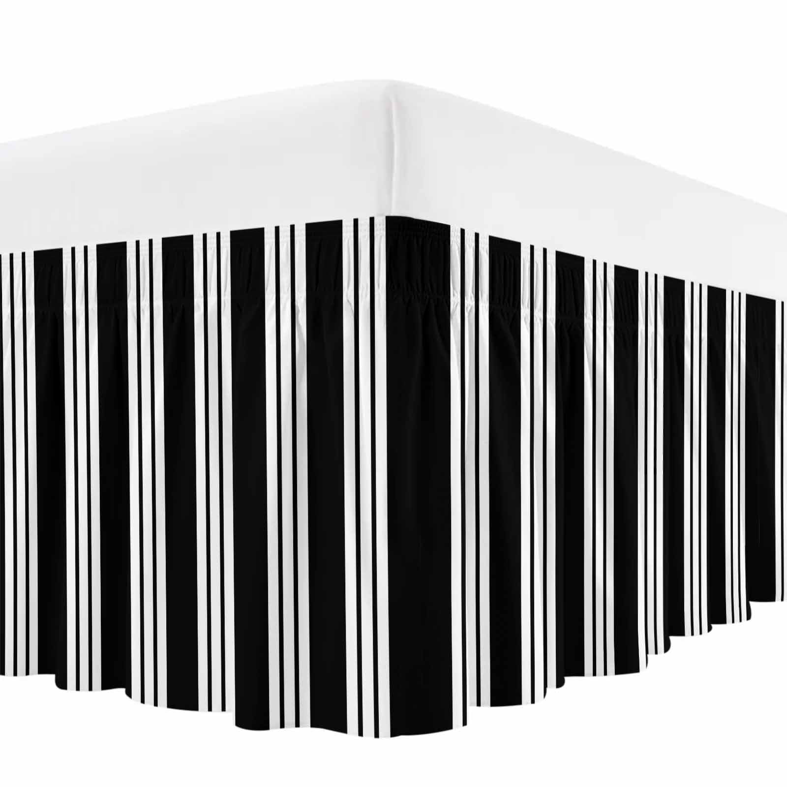 Black Striped Bed Skirt Bed Skirts King Size 16 Inch Drop, Modern ...