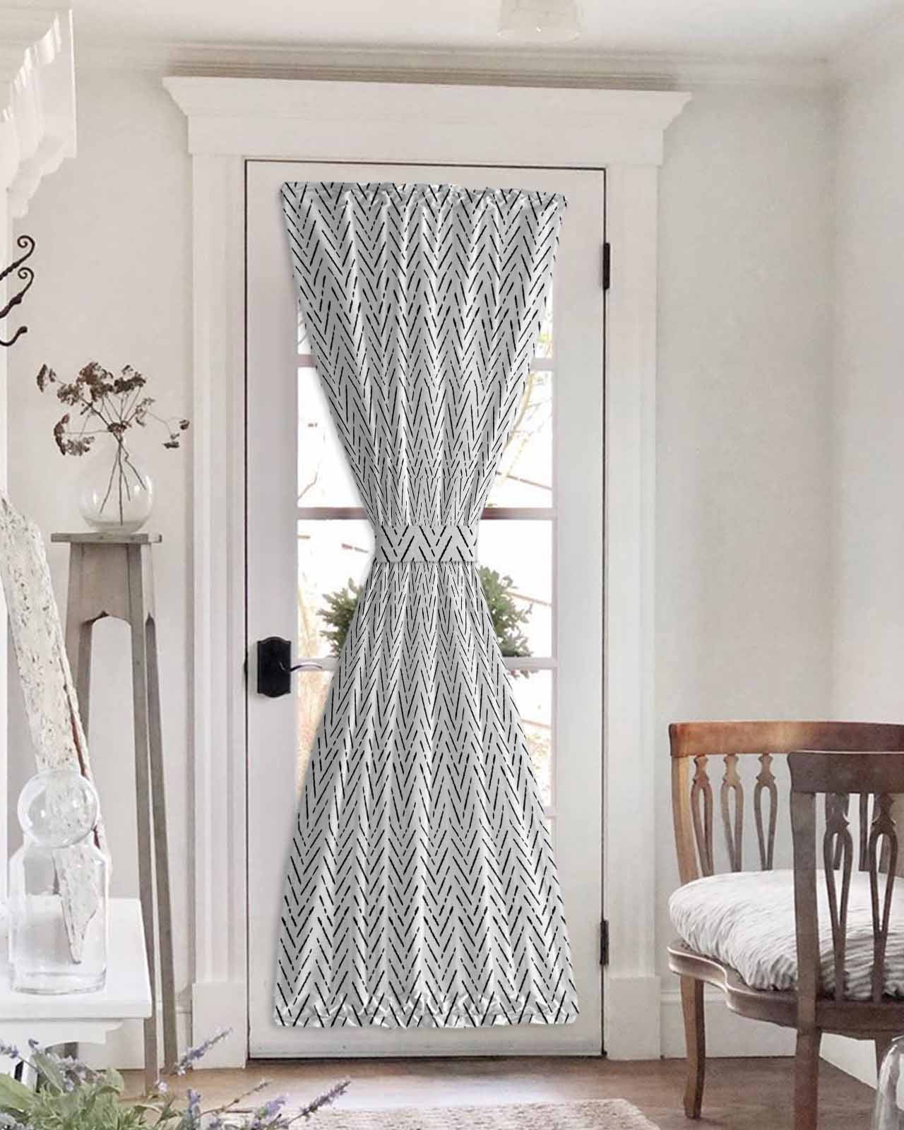 Black Striped Blackout Door Curtains for French, Glass,Front, Back ...
