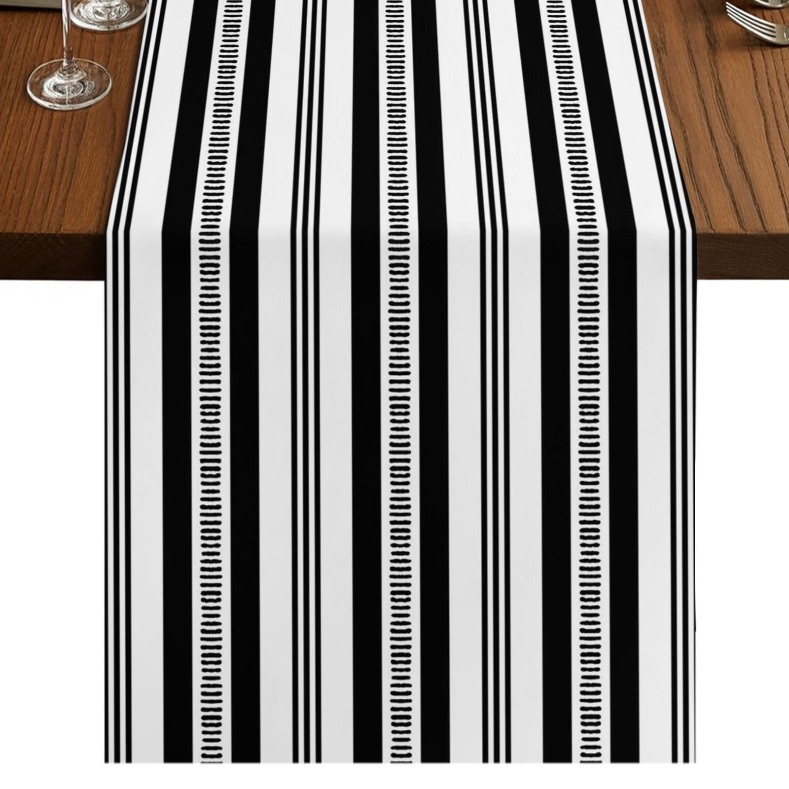Black Striped Burlap Cotton Table Runner 18x72 Inches Long, Modern ...