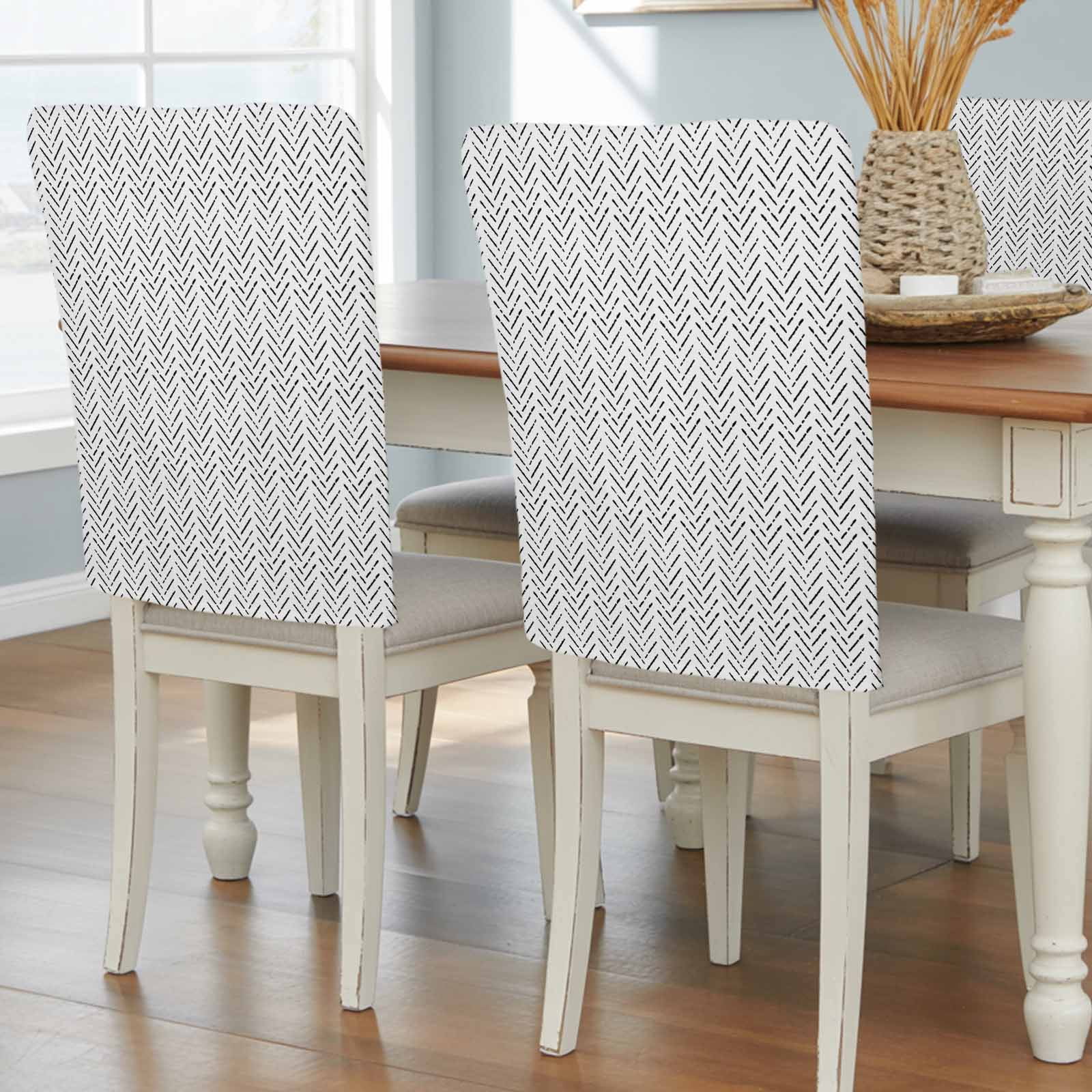 Black Striped Chair Back Covers, Removable Chair Covers for Dining ...