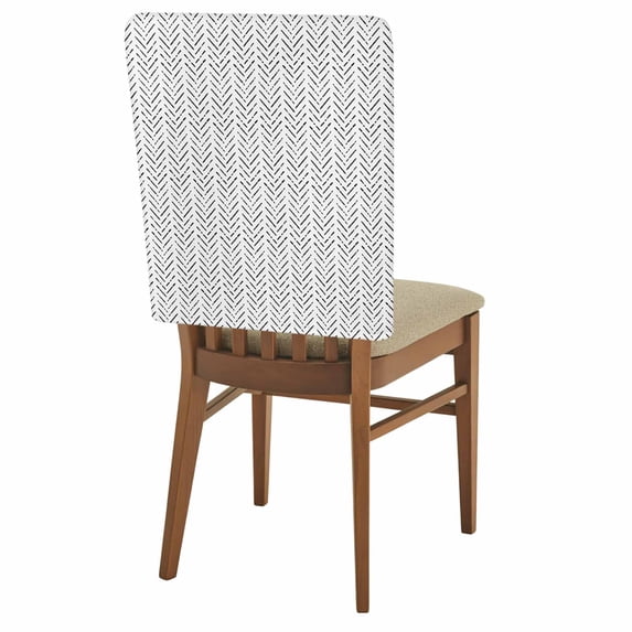 Black Striped Chair Back Covers Set of 4 Geometric Removable Dining ...