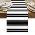 Black Striped Cotton Linen Table Runner Vertical Stripe Modern ...