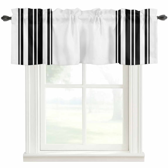 Black Striped Curtain Valances for Windows, Kitchen Valance Window ...