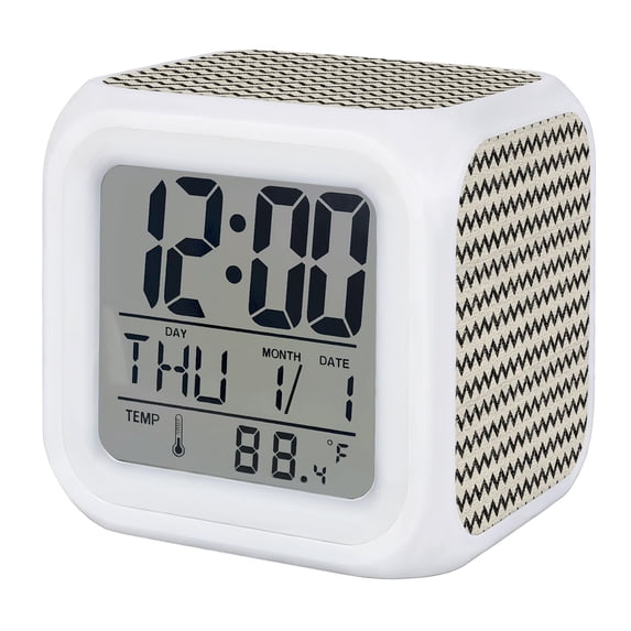 Black Striped Digital Alarm Clock for Bedrooms, Smart LED Alarm Clock ...