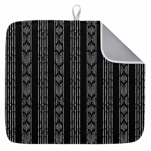 Black Striped Dish Drying Mat for Kitchen Counter,Modern Abstract Art ...