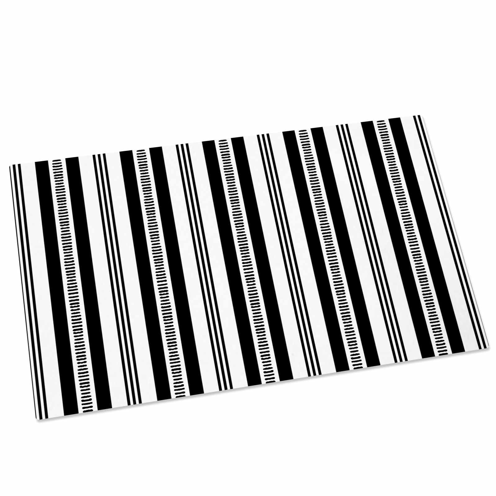 Black Striped Door Mat 18x30 Inch Modern Farmhouse Stripes Rustic ...