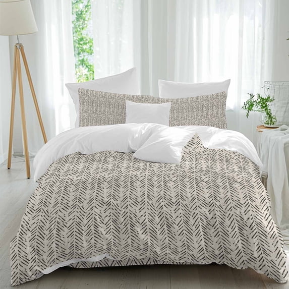 Black Striped Duvet Cover Set Queen Size, Brown Background Modern Retro ...