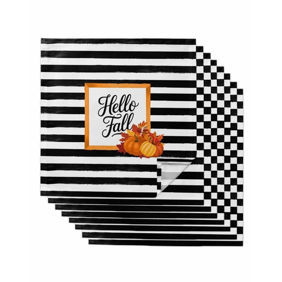 Black Striped Fall Cloth Napkins Set of 8 Reusable Dinner Napkins ...