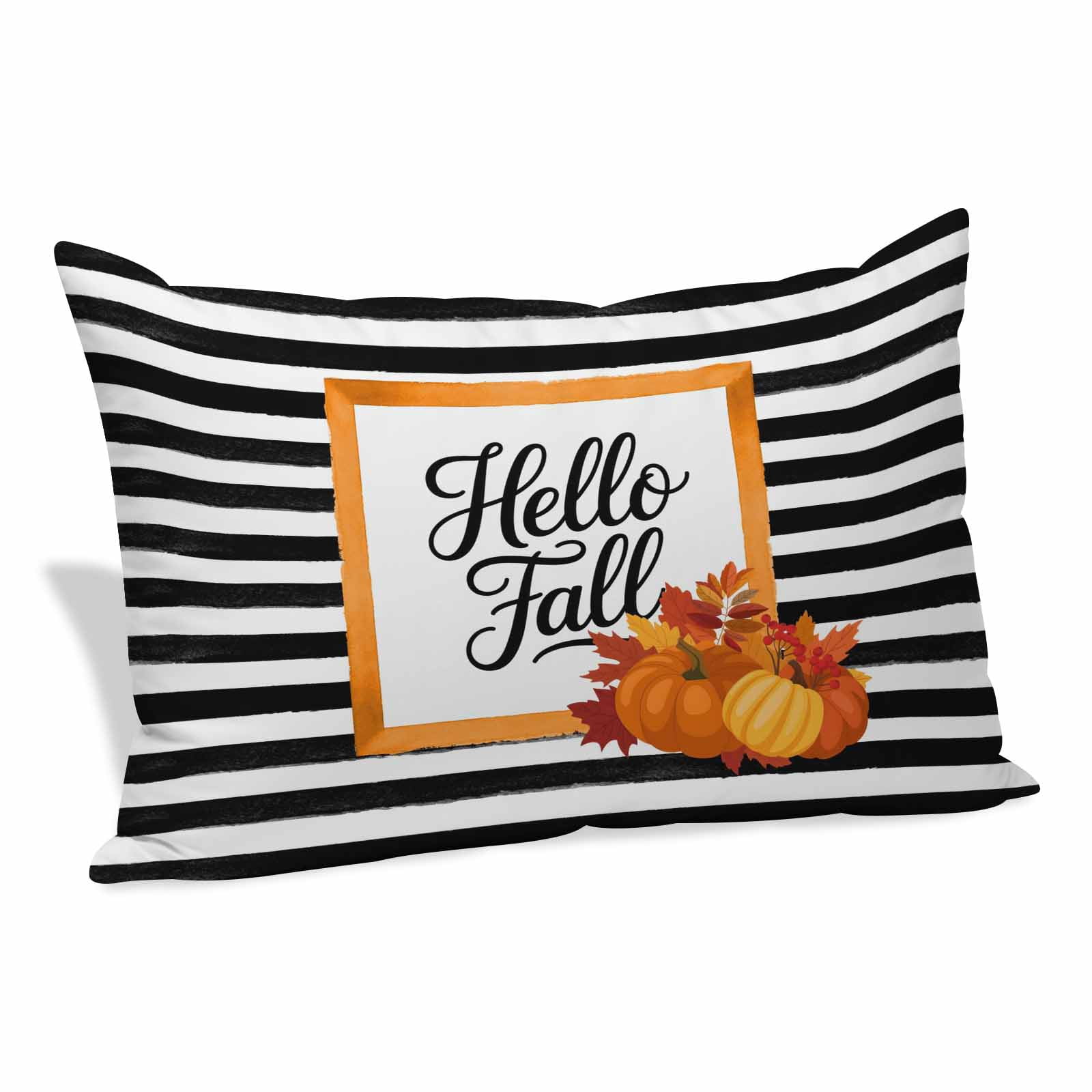 Black Striped Fall Pillow Covers, Linen Long Throw Pillow Case ...