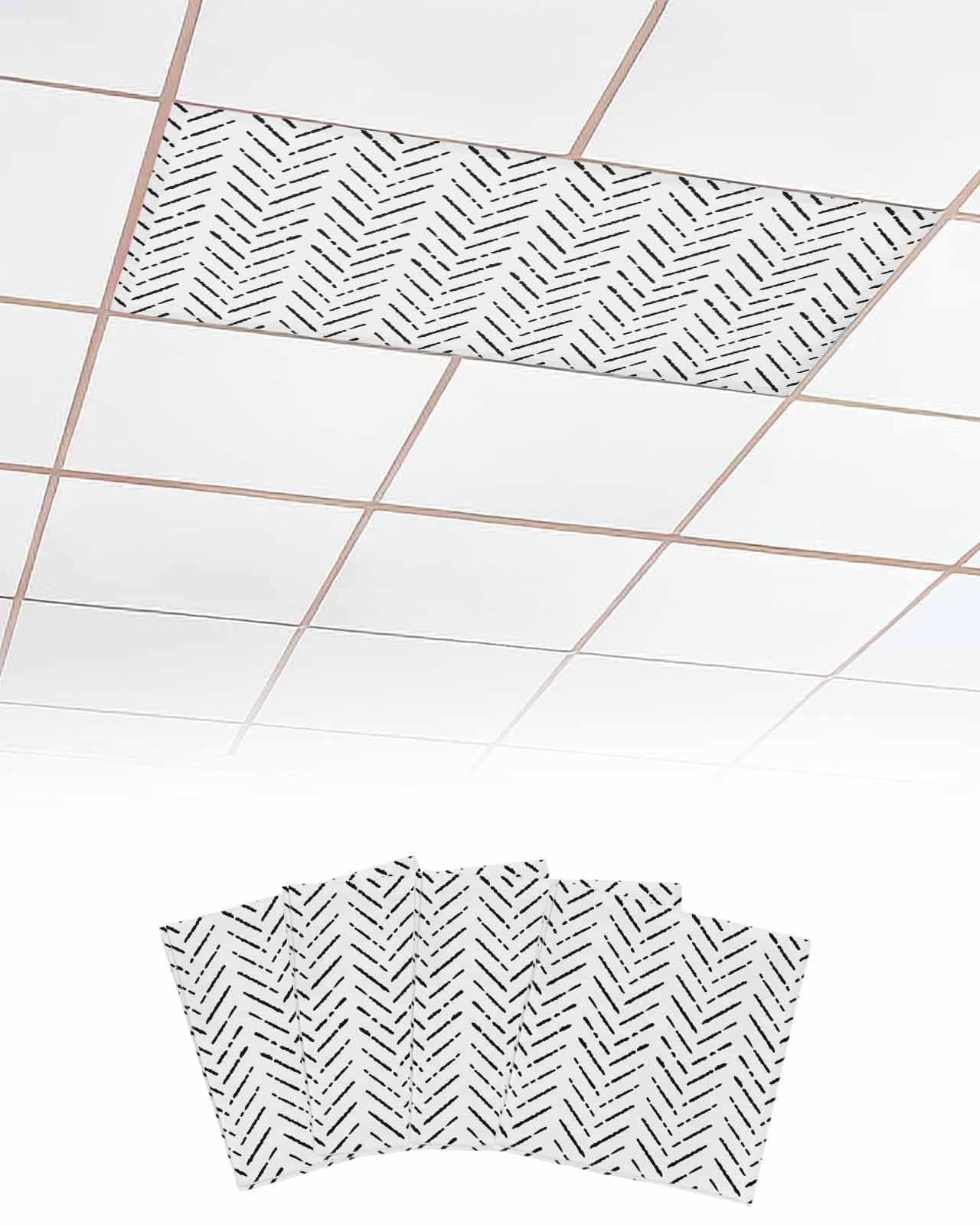 Black Striped Fluorescent Light Covers for Ceiling Lights 4x2 feet,4 ...