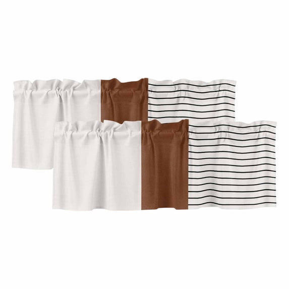 Black Striped Geometric Curtain Valances for Windows, Kitchen Valance ...