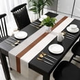 Black Striped Geometric Table Runner 70 Inches Long, Modern Boho Brown ...