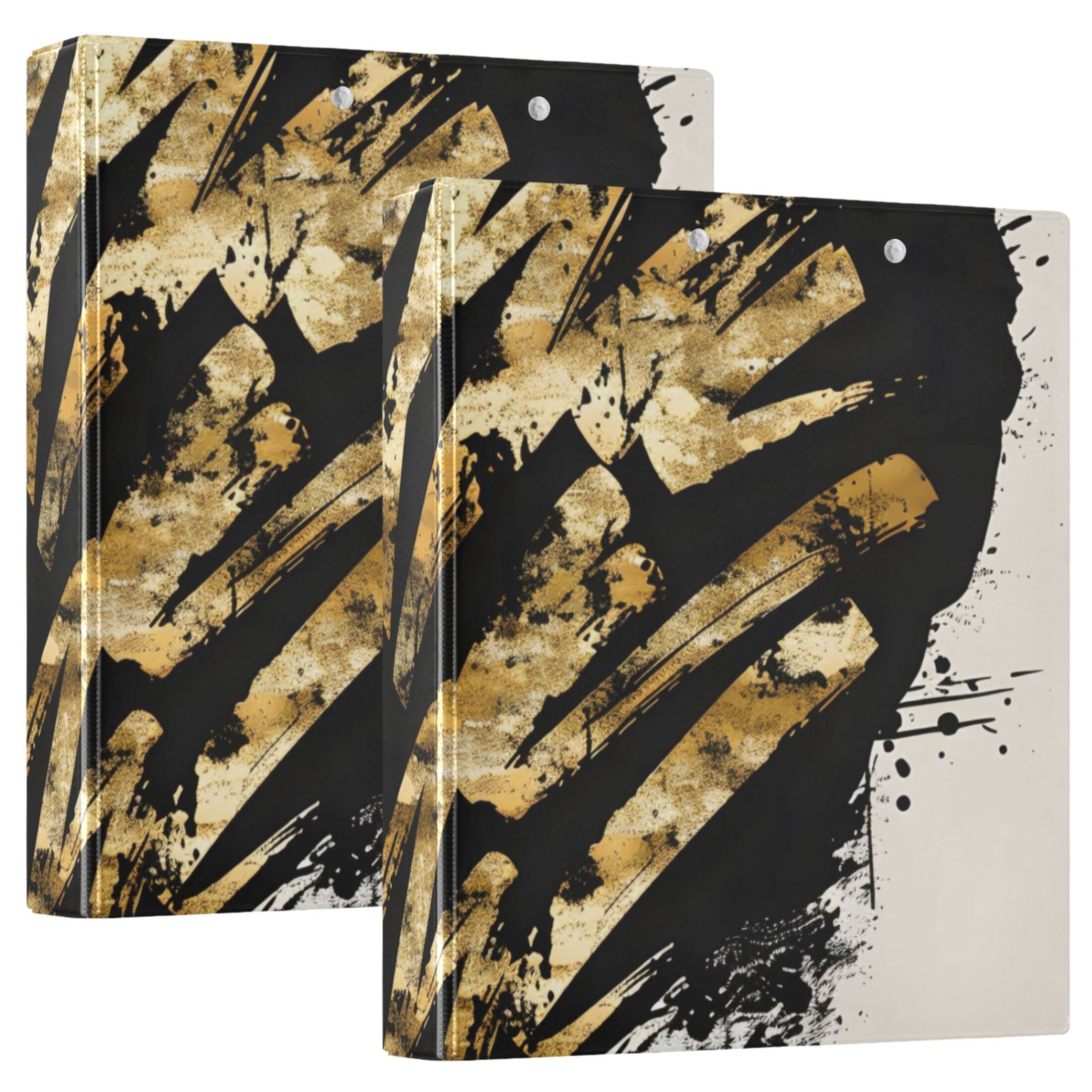 Black Striped Heart 3 Ring Binders 1.5 inch Hardcover File Folders with Interior Pockets A4 Size ...