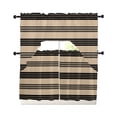 Black Striped Kitchen Curtains Sets for Windows 3 Piece, Retro Rustic ...