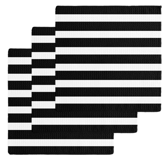 Black Striped Kitchen Dish Towels for Drying Dishes Set of 3, Modern ...
