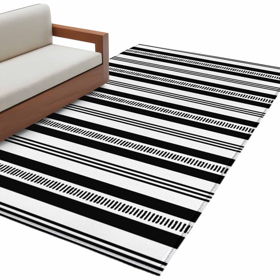 Black Striped Kitchen Runner Rug 2.7x5 Washable Runners for Hallway Non ...