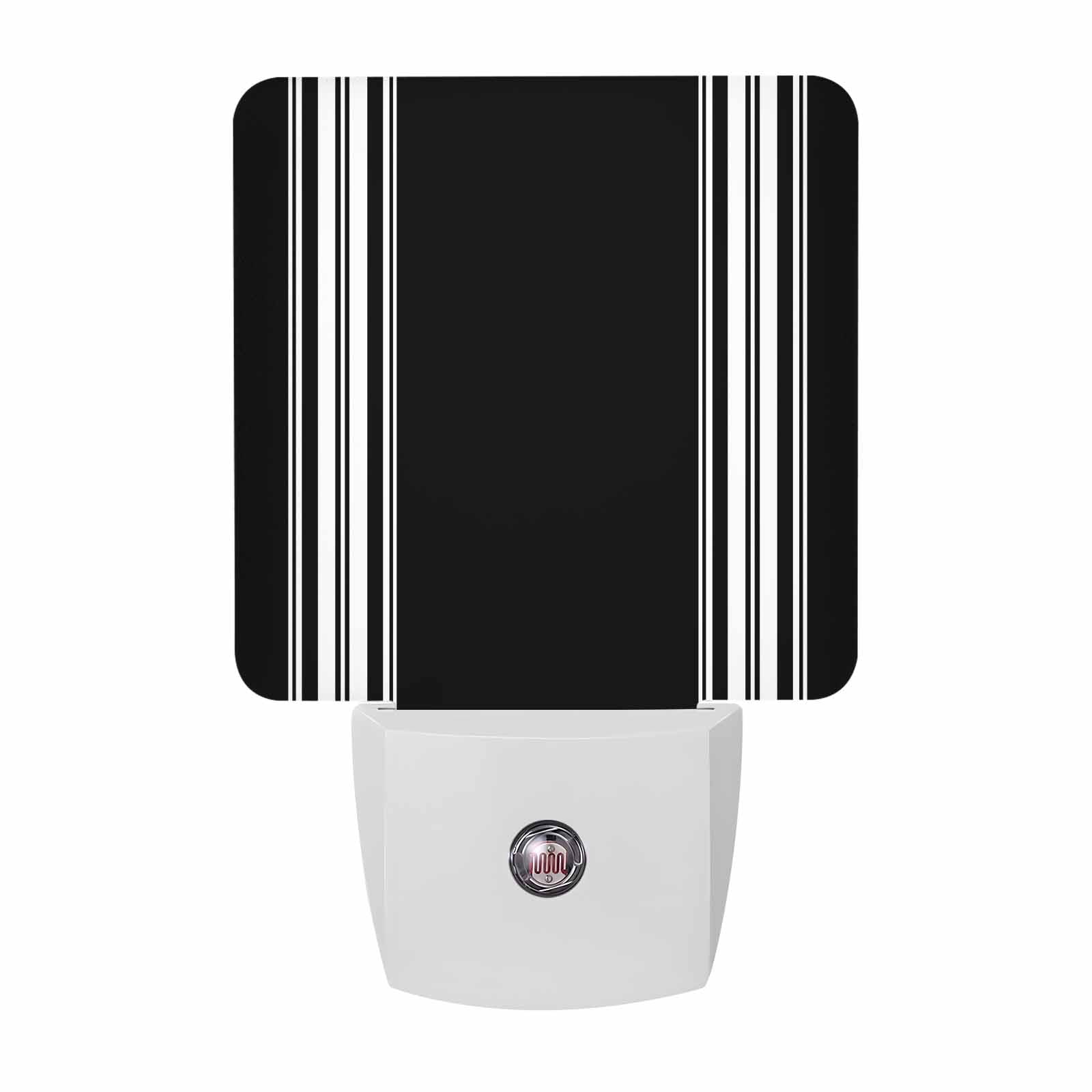 Black Striped Plug-in LED Night Lights Black White Stripes Auto Dusk-to ...