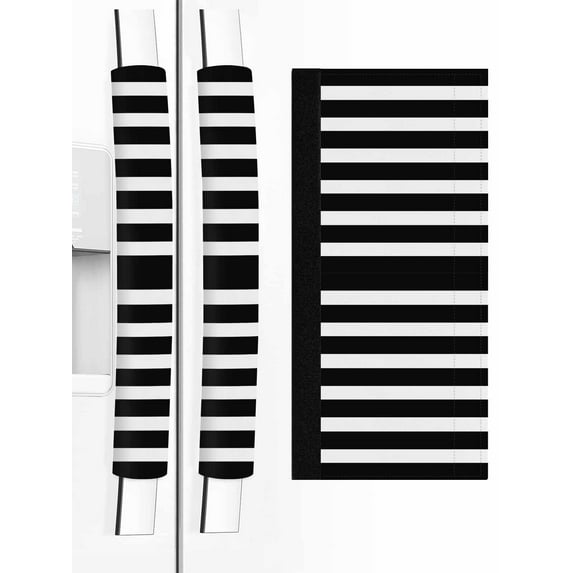 Black Striped Refrigerator Door Handle Covers Set of 2, Modern Simple ...