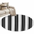 Black Striped Round Rug 3.3ft Washable Circle Entryway Rugs Non Slip ...