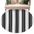 Black Striped Round Rug 7ft Washable Circle Rugs Non Slip Modern Thin ...