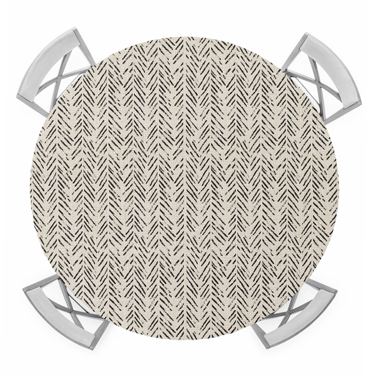 Black Striped Round Table Cover, Brown Background Modern Retro ...
