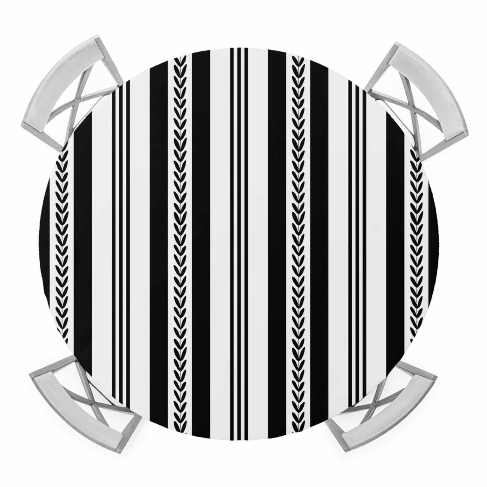 Black Striped Round Table Cover, Rustic Country Stripes Farmhouse ...