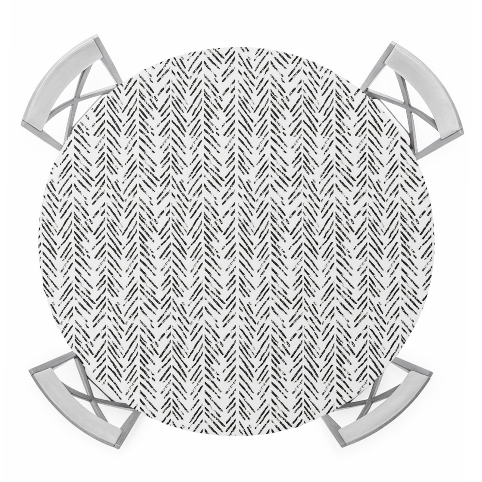 Black Striped Round Table Cover, White Background Modern Retro ...