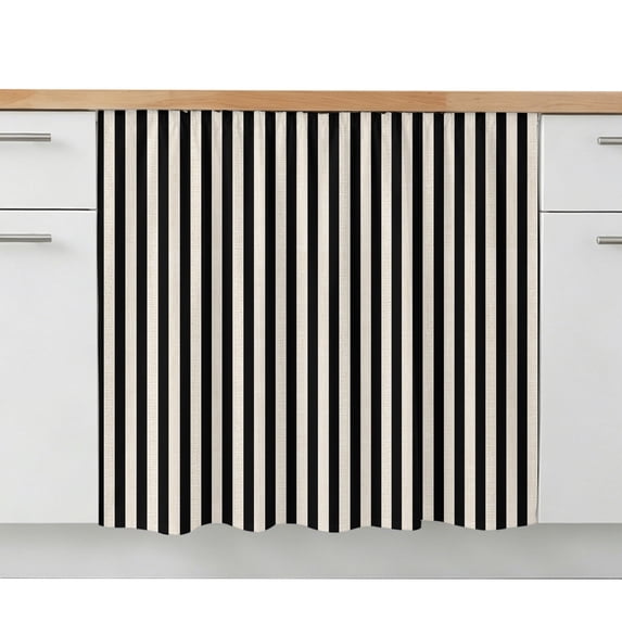 Black Striped Sink Skirt 10"W x 11"L,Dustproof Under Sink Curtain Skirt ...