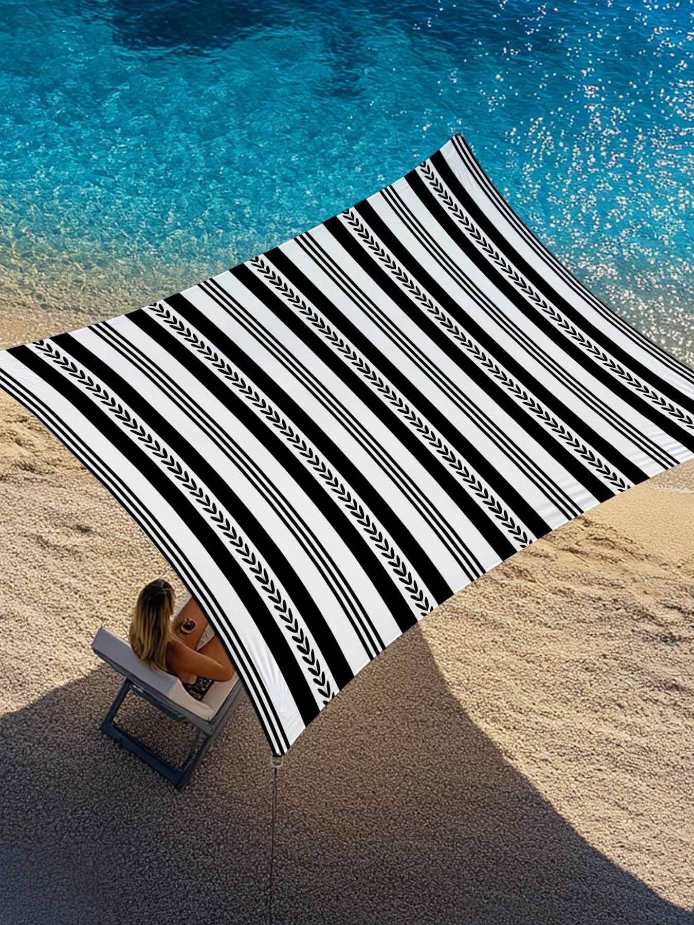Black Striped Sun Shade Sail 14' x 18', Rustic Country Stripes ...