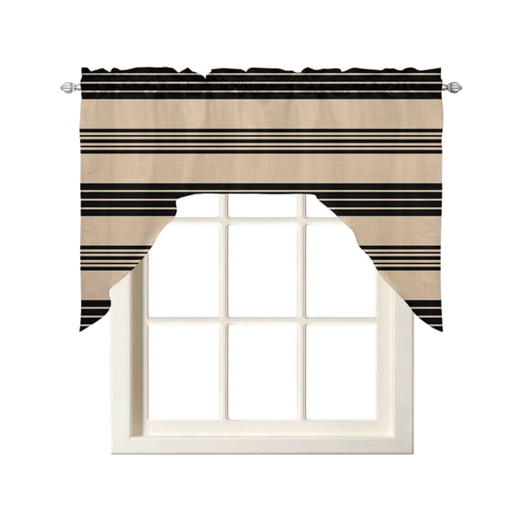 Black Striped Swag Valances for Windows, Retro Rustic Geometric Lines ...