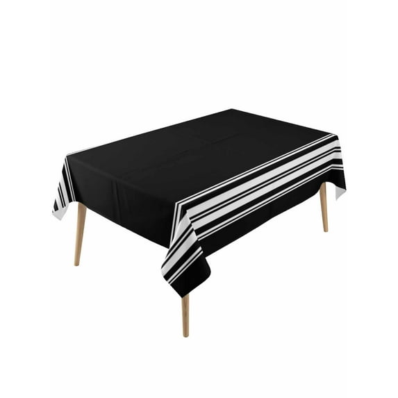 Black Striped Table Cloth, Farmhouse Black White Stripes Waterproof ...