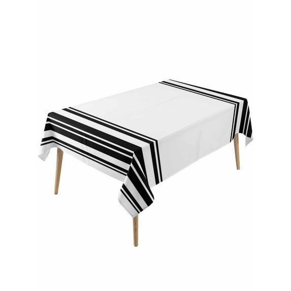 Black Striped Table Cloth, Modern White Striped Abstract Art Aesthetics ...