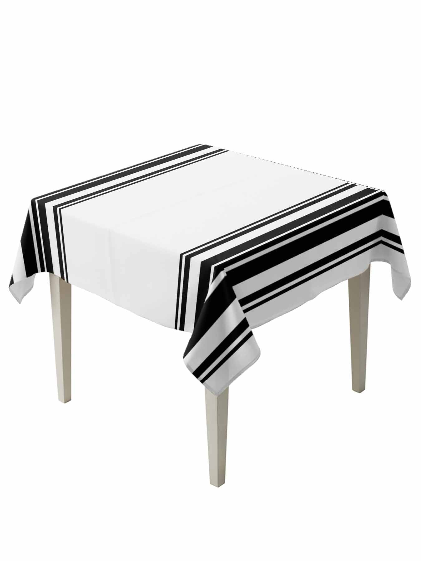 Black Striped Table Cloth, Modern White Striped Abstract Art Aesthetics ...