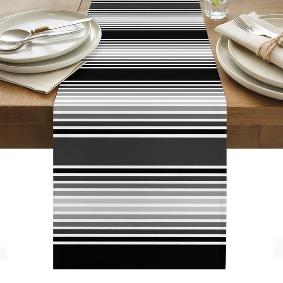 Black Striped Table Runner Black Ombre Farmhouse Stripes Tablerunners ...