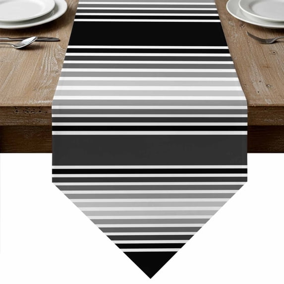 Black Striped Table Runner Linen Burlap Table Runner 60 Inches Long ...