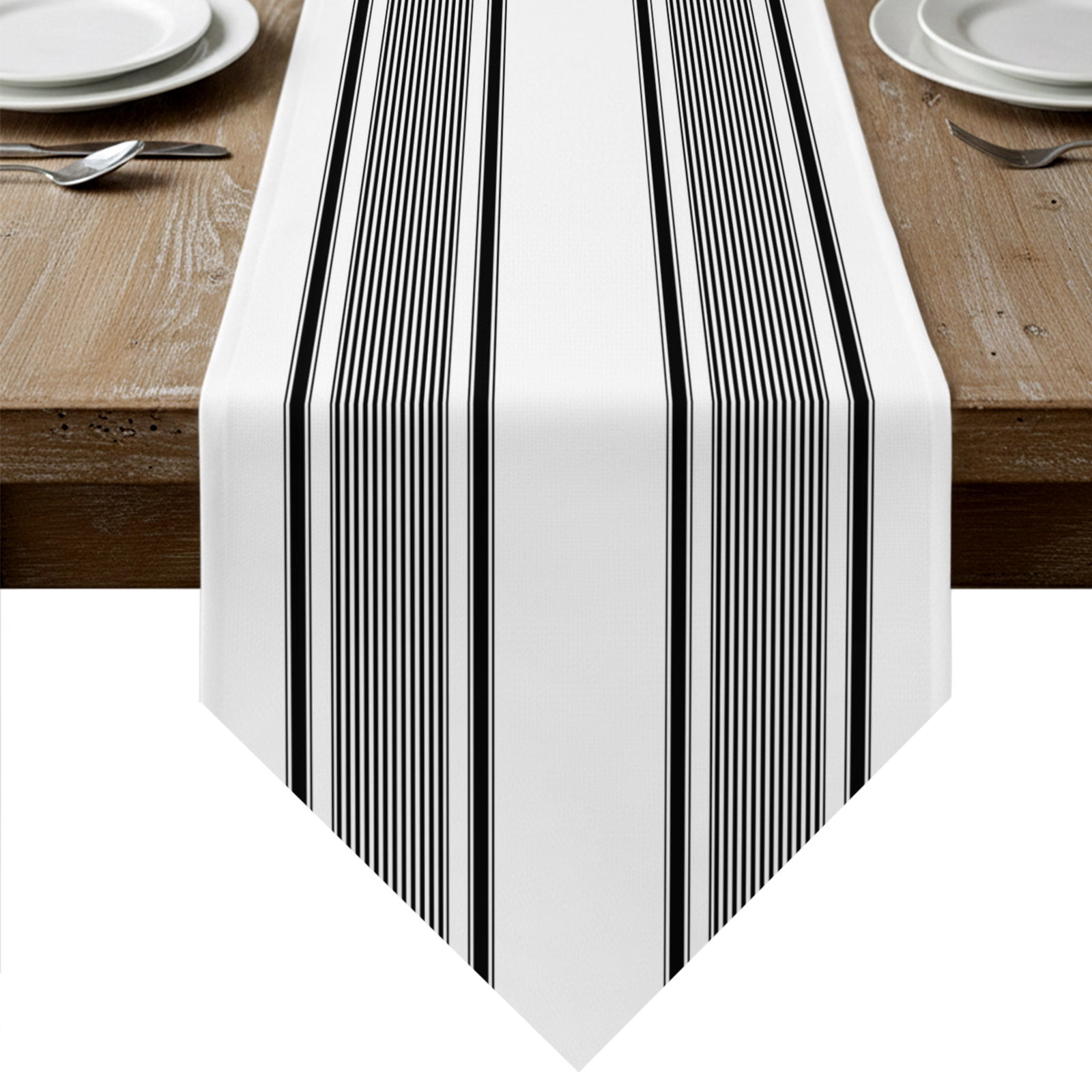 Black Striped Table Runner Linen Burlap Table Runner 70 Inches Long ...