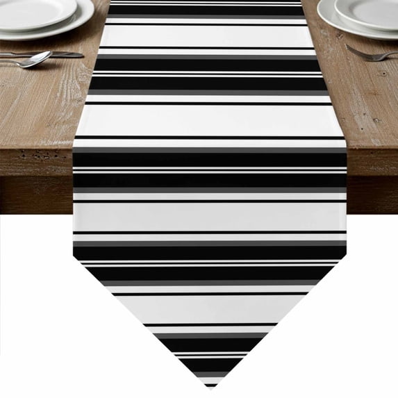 Black Striped Table Runner Linen Burlap Table Runner 72 Inches Long ...
