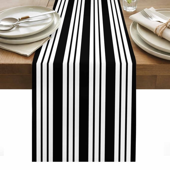 Black Striped Table Runner, Modern Classic Stripes Rustic Country ...