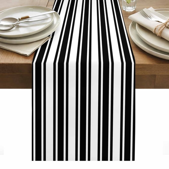 Black Striped Table Runner, Modern Farmhouse Stripes Rustic Minimalist ...