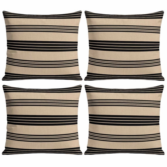 Black Striped Throw Pillow Covers 16 x 16 Inch Pillow Covers Set of 4 ...