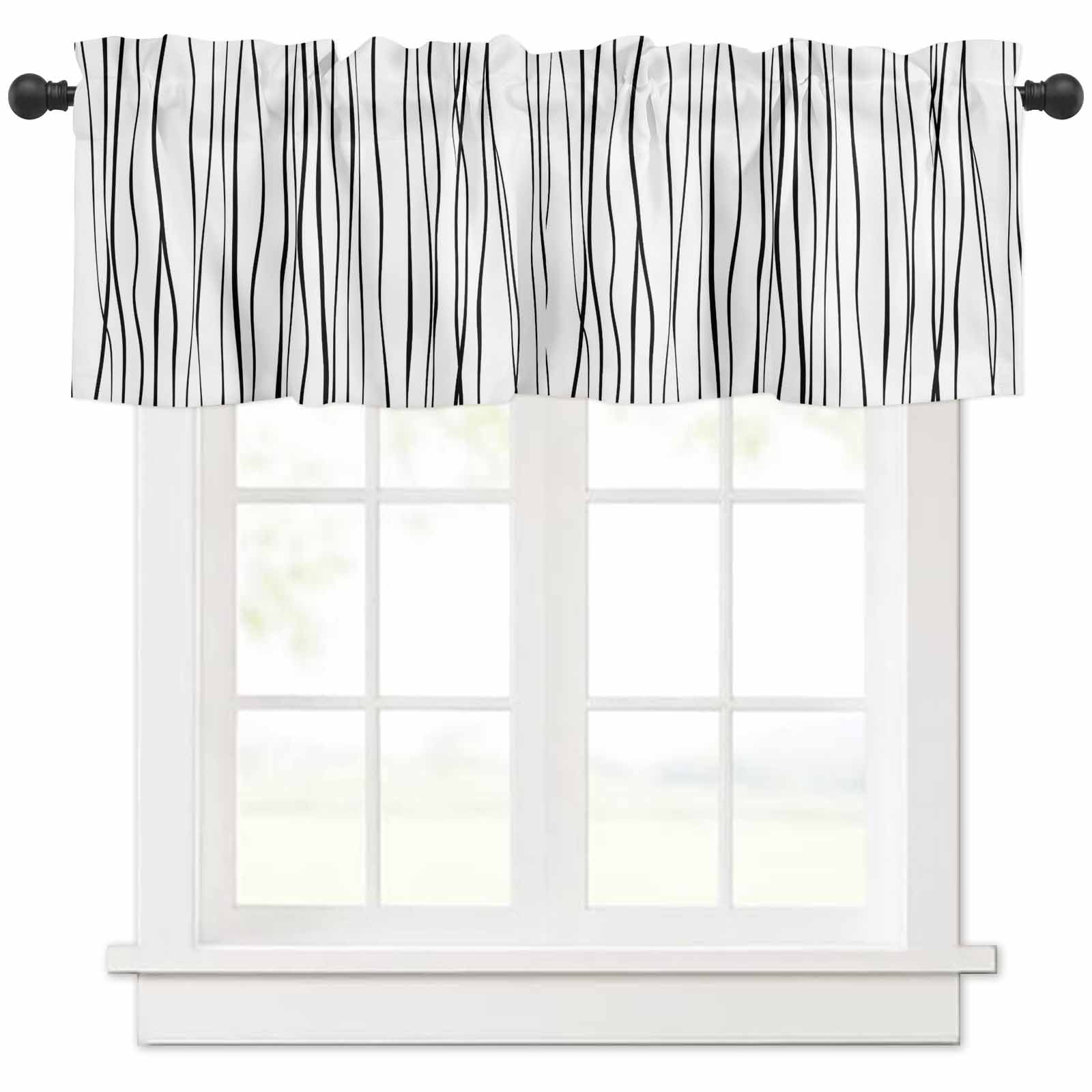 Black Striped Valance for Windows Geometric Stripes Art Window ...