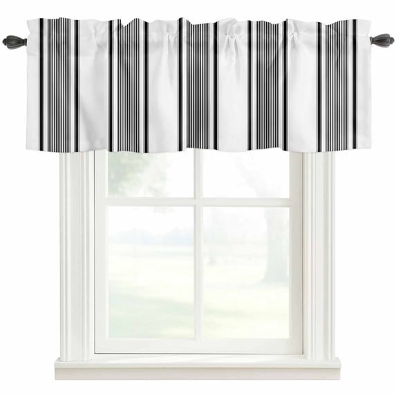 Black Striped Valances for Windows Farmhouse Kitchen Curtains Valances ...