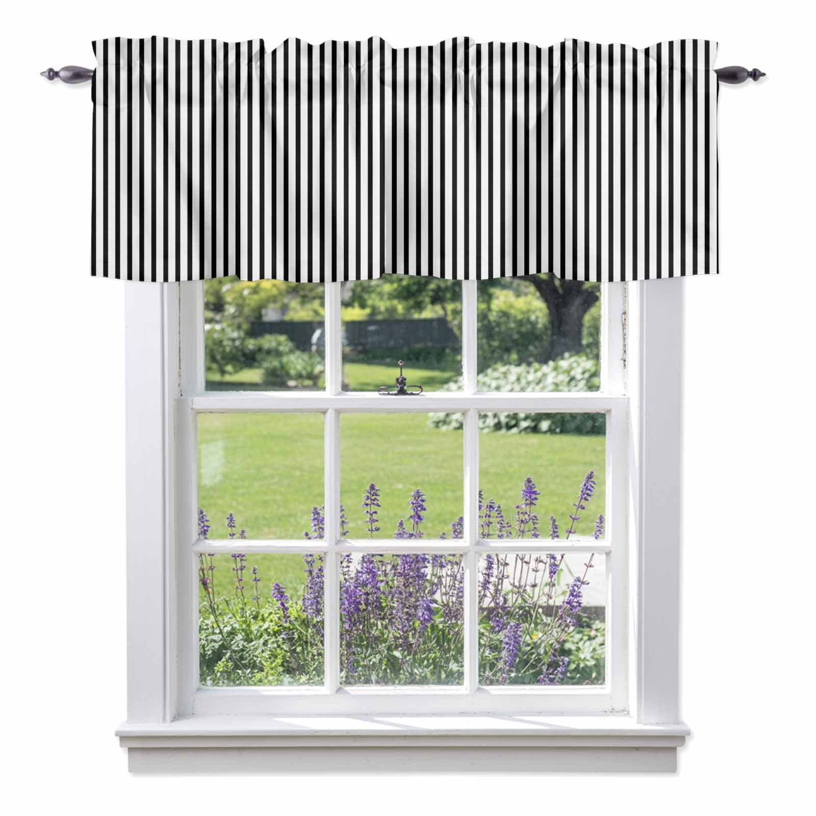 Black Striped Valances for Windows Modern Stripes Farmhouse Rustic ...