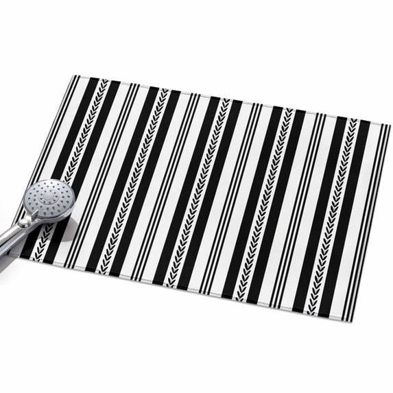 Black Striped Washable Area Rug 2 x 3 ft Rustic Country Stripes ...