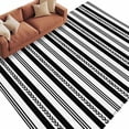 Black Striped Washable Living Room Rugs 8'x10', Rustic Country Stripes ...