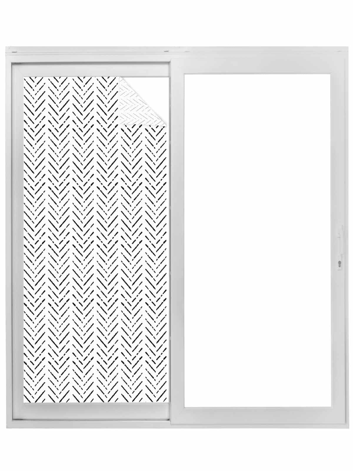 Black Striped Window Privacy Film, Modern Abstract Art Geometric Static ...