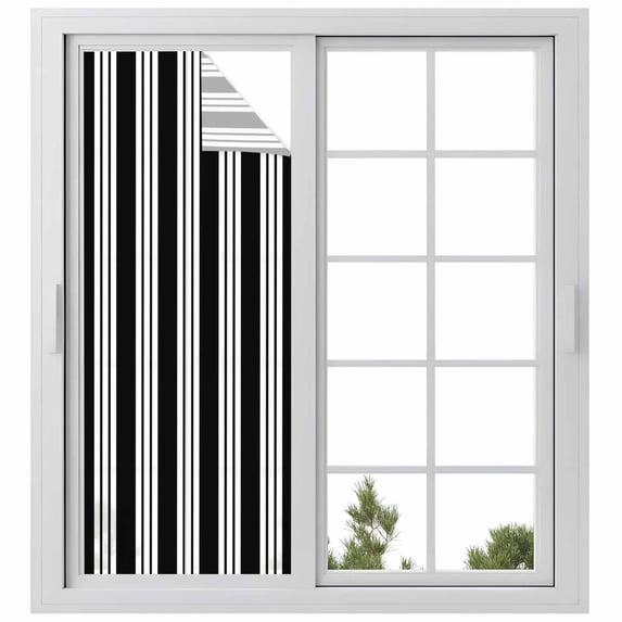 Black Striped Window Privacy Film, Modern Classic Stripes Rustic ...