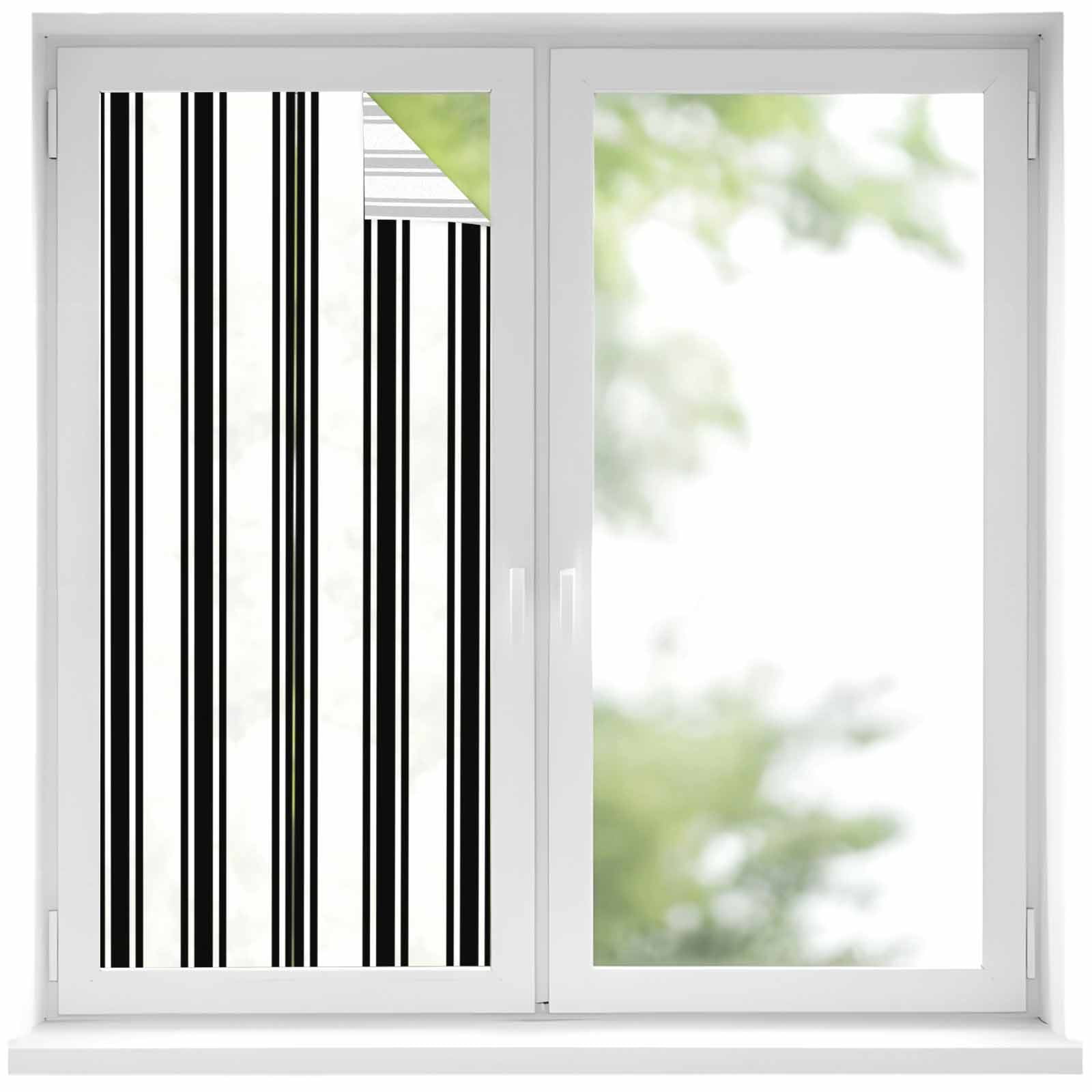 Black Striped Window Privacy Film Modern Farmhouse Stripes Rustic ...