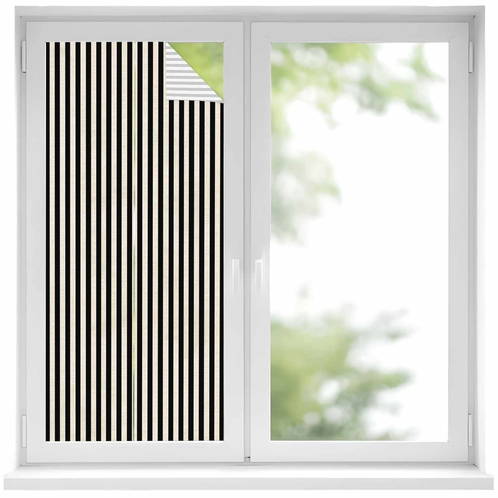 Black Striped Window Privacy Film, Modern Simple Farmhouse Beige ...